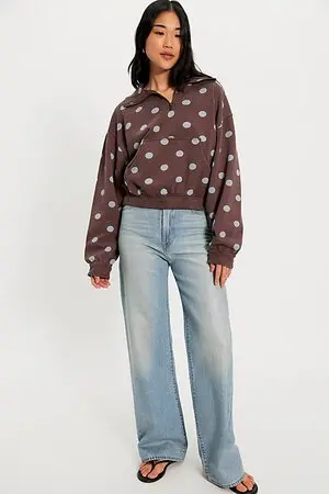 Free People Half-zip Pullover - Brown Combo