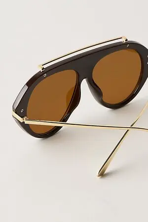 Free People Enzo Aviator Sunglasses - Chocolate