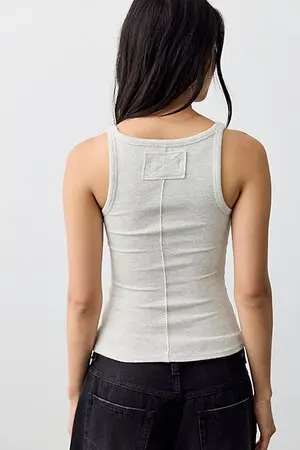Free People We The Free Ribbed Scoop Neck Tank - Heather Grey