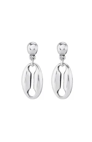 UNODE50 Sterling Plated Link Drop Earrings - Silver