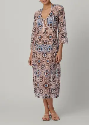 Shoshanna Cannes Medallion Crochet Maxi Cover-up - Mocha Multi