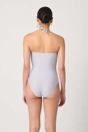Shoshanna Lurex Herringbone Tie Waist One-piece