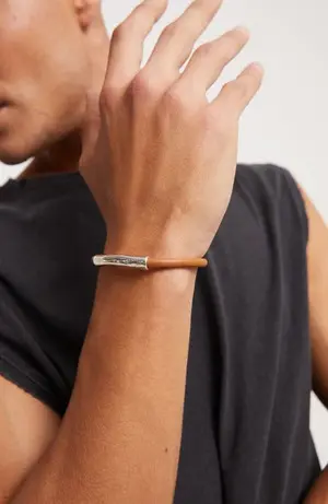 UNODE50 Sterling Plated Leather Bracelet