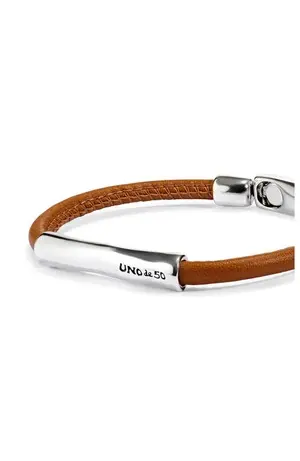 UNODE50 Sterling Plated Leather Bracelet