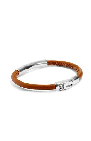 UNODE50 Sterling Plated Leather Bracelet