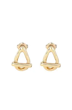 UNODE50 Drop Oval Link Shaped Earrings - Gold