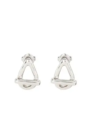UNODE50 Drop Oval Link Shaped Earrings - Silver