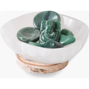 TINY RITUALS Handcrafted Selenite Crystal Recharging Bowl - Translucent White