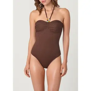 Shoshanna Checkered Texture Cinched One Piece - Mocha