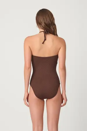 Shoshanna Checkered Texture Cinched One Piece