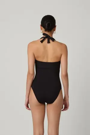 Shoshanna Textured Halter One-piece Swimsuit - Jet