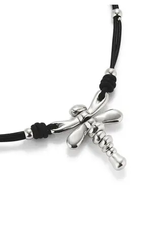 UNODE50 Dragonfly Leather Pendant Necklace