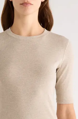 FRAME The Heather Stretch Modal Rib Top - Tabby Heather