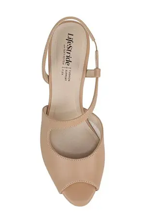 LIFESTRIDE Theo Slingback Peep Toe Sandal - Camel Tan