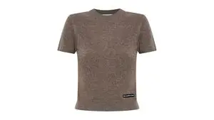 Alexander Wang Knit Logo Label Crewneck Tee - Brown