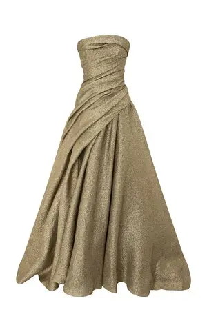 MARMAR HALIM Swept Pebbled Crepe Ball Gown