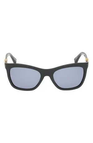 Rag & Bone 53mm Square Sunglasses - Shiny Black/gold/navy Lenses