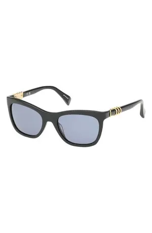Rag & Bone 53mm Square Sunglasses - Shiny Black/gold/navy Lenses