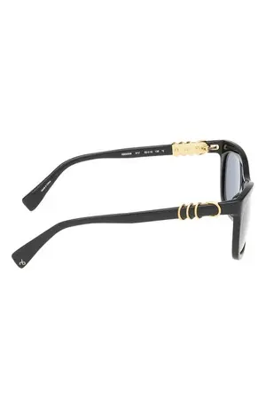 Rag & Bone 53mm Square Sunglasses - Shiny Black/gold/navy Lenses