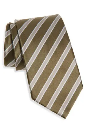 TOM FORD Regimental Stripe Silk Neck Tie - Green Multi