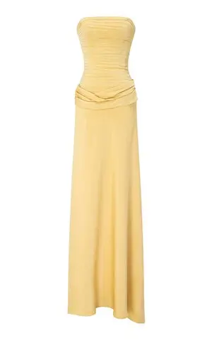 MARMAR HALIM Strapless Draped Gown - Yellow