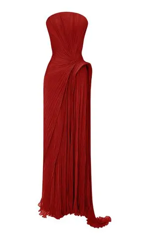 MARMAR HALIM Sculpted Maxi Gown - Red