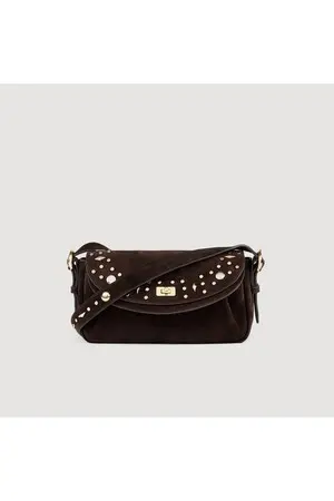 Sandro Le Mambo Janys Studded Suede Bag - Black