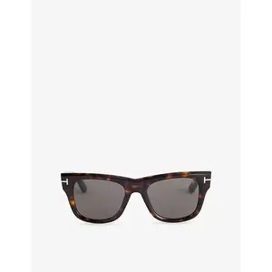 TOM FORD Square Acetate Sunglasses - Dark Havana / Smoke