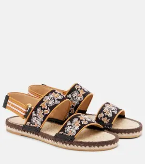 VALENTINO Bribri Leather-trimmed Raffia Espadrille Sandals