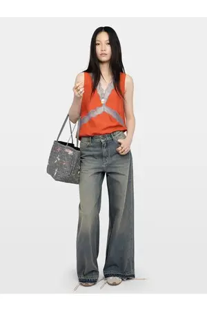 Zadig&Voltaire Silk Camisole With Lace - Orange