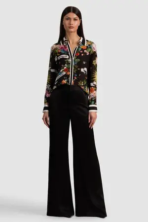 Alice + Olivia Willa Printed Silk Blouse