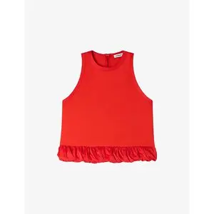 Sandro Bow-back Ruffle-hem Cotton Top