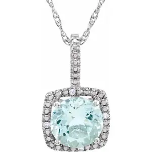 ALLUREZ Natural And Diamond Pendant Necklace - Aquamarine