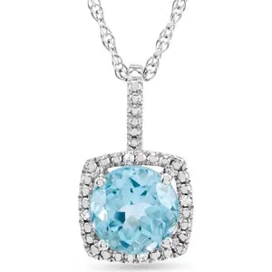 ALLUREZ Natural And Diamond Pendant Necklace - Blue Topaz