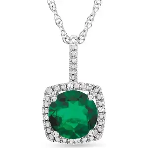 ALLUREZ ALLUREZ Sterling Silver Natural Citrine & Diamond Pendant Necklace Emerald