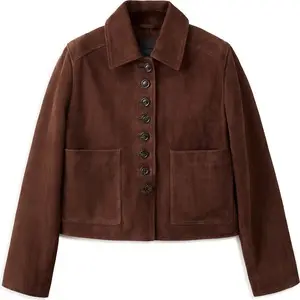 Mango Suede Button-front Cropped Jacket