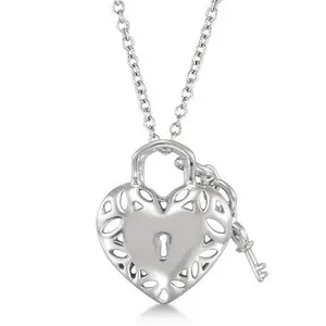 ALLUREZ Heart Key And Lock Pendant Necklace