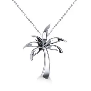 ALLUREZ 14k Palm Tree Pendant Necklace - White Gold