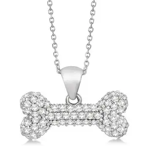 ALLUREZ Pave Dog Bone Pendant Necklace - Diamond