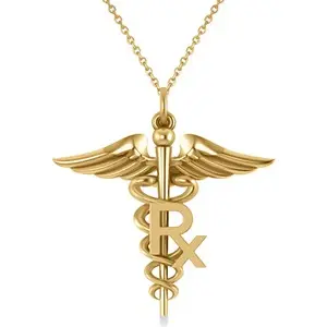 ALLUREZ Medical Rx Pharmacy Symbol Pendant Necklace 14k - Yellow Gold