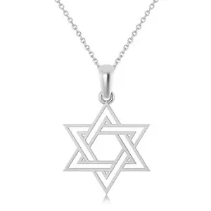 ALLUREZ 14k Star Of David Pendant Necklace - White Gold