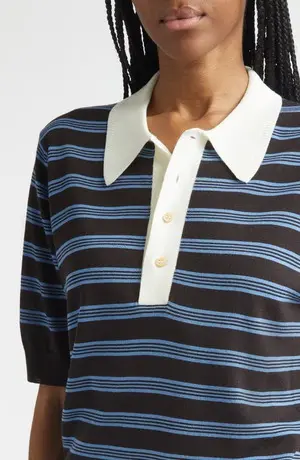 WALES BONNER Stripe Polo Sweater