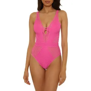 BECCA® By Rebecca Virtue Castaway Plunge One-piece Swimsuit - Rose Berry