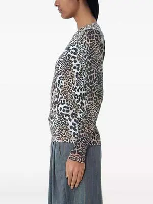 GANNI Leopard-print Long-sleeve Top