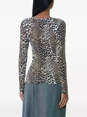 GANNI Leopard-print Long-sleeve Top