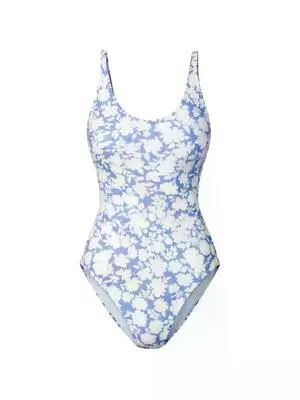 Michael Kors Floral-print Drawstring Swimsuit - Blue