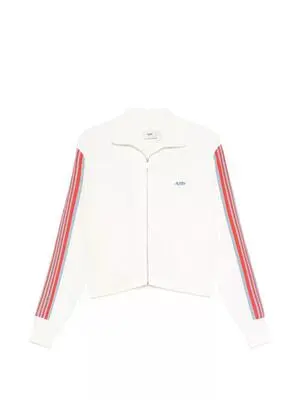 AUTRY Striped-detail Zip-fastening Sweatshirt - White