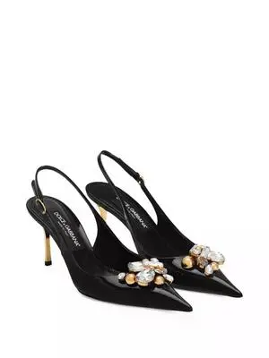 Dolce & Gabbana Crystal-embellished Slingback Pumps - Black