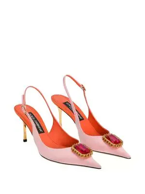 Dolce & Gabbana Satin Jewel Embellished Pumps - Pink