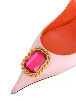 Dolce & Gabbana Satin Jewel Embellished Pumps - Pink
